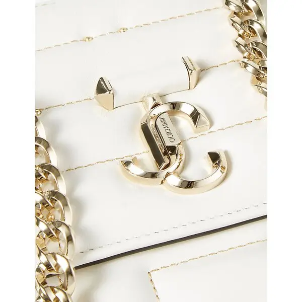 Jimmy Choo Avenue Quad Leather Shoulder Bag In Latte/Light Gold